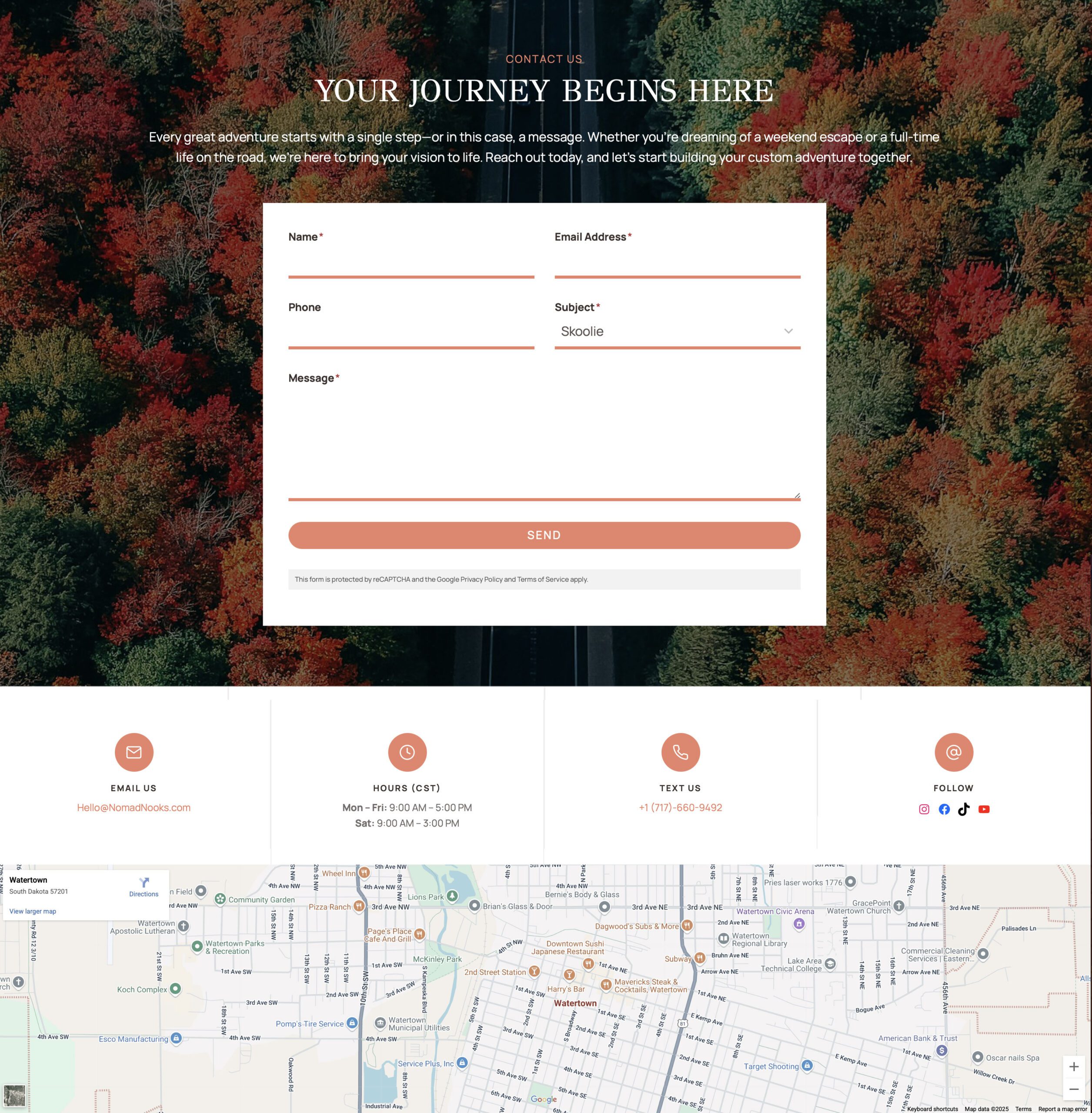 Contact Nomad Nooks | Start Building Your Custom Adventure Now